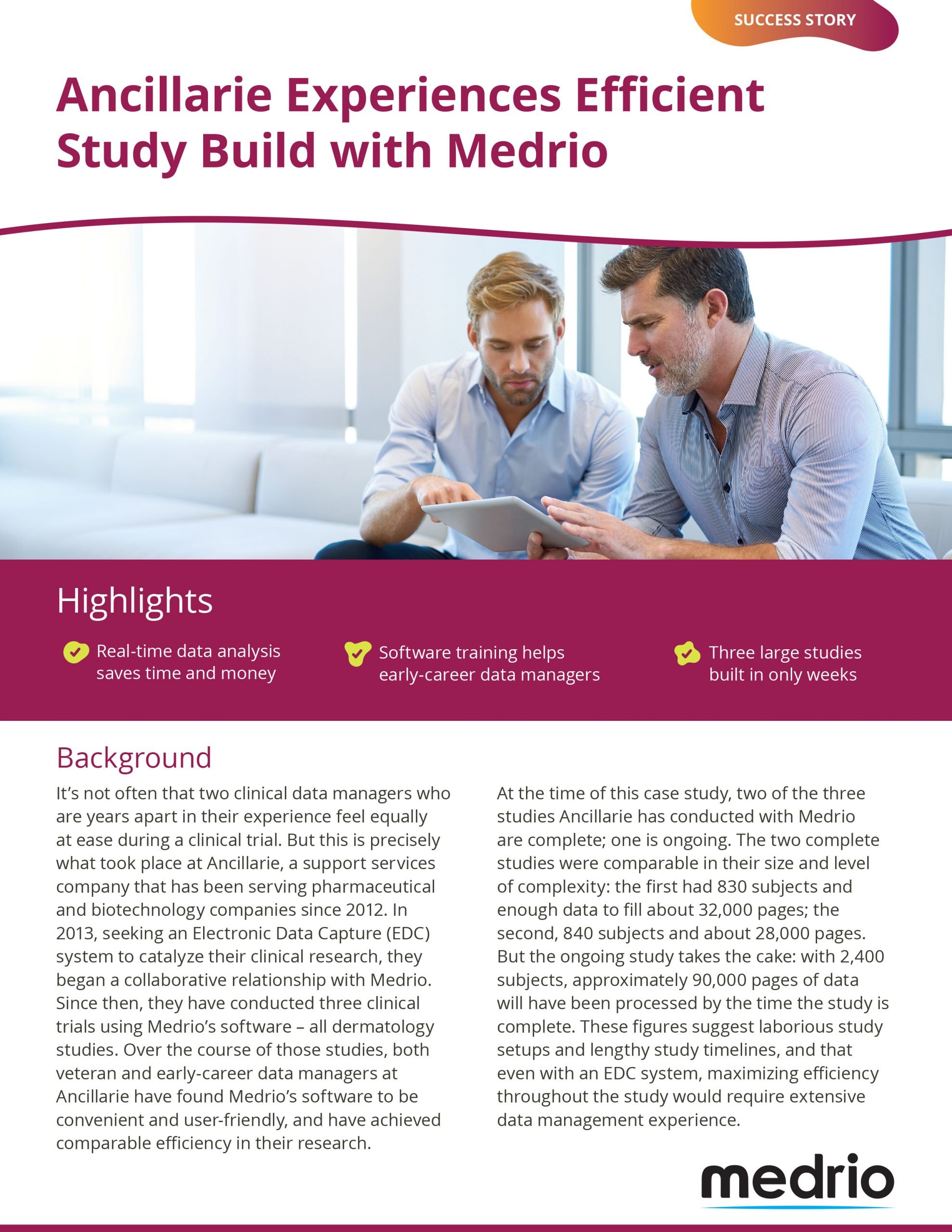 Ancillarie Experiences Efficient Study Build with Medrio – Medrio