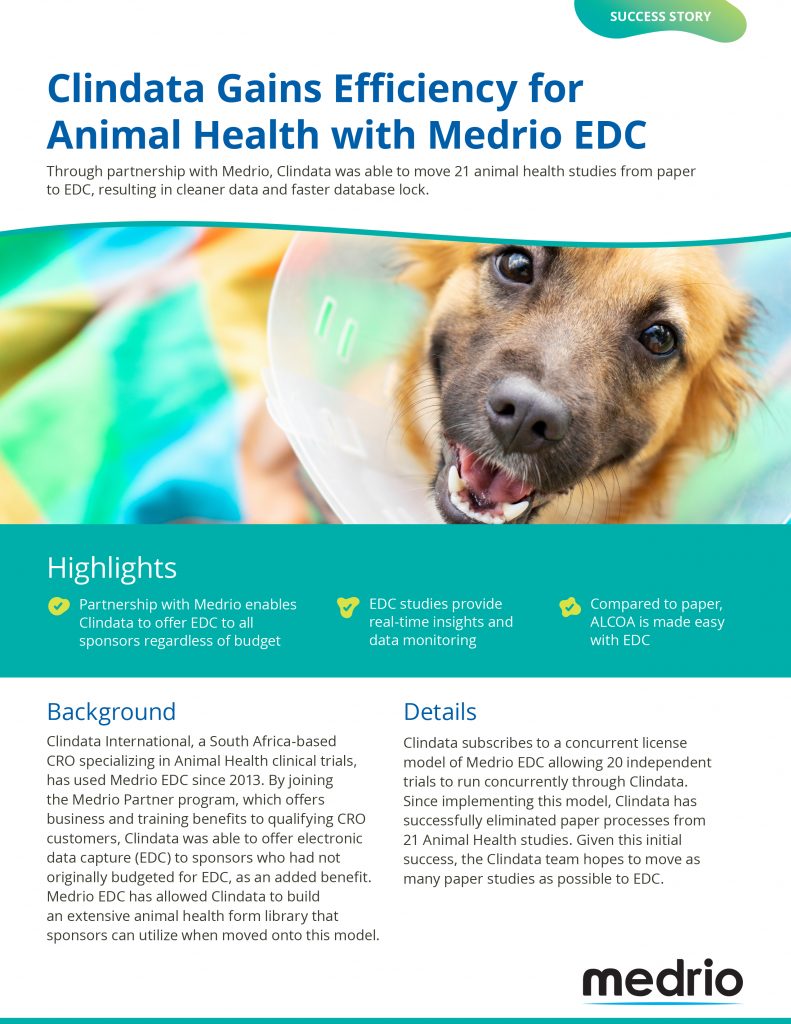 Clindata Gains Efficiency for Animal Health with Medrio EDC – Medrio