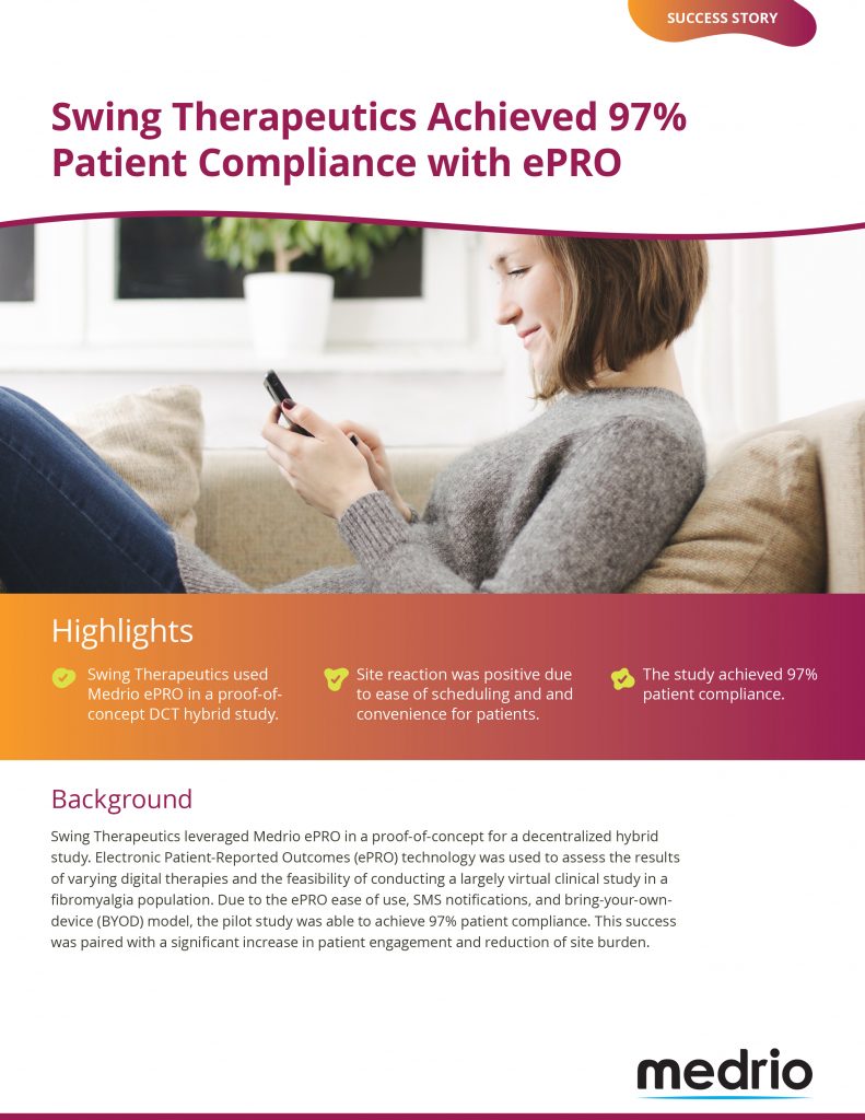 Swing Therapeutics Achieved 97% Patient Compliance with ePRO – Medrio